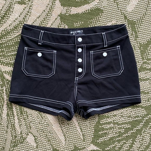 space girl z | Shorts | Vintage Retro Space Girlz Black White Short ...